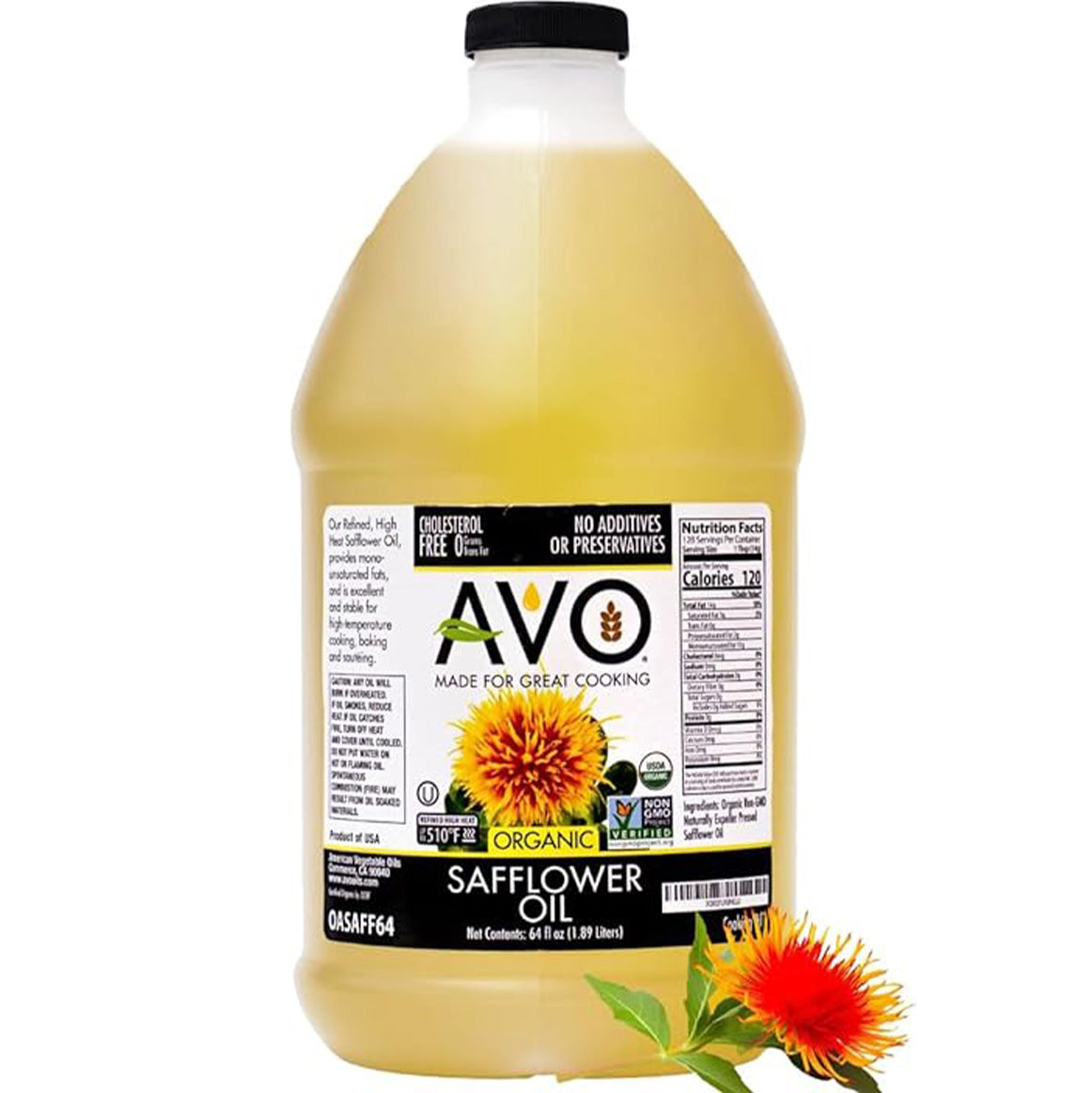 AVO ORGANIC 100% High Oleic SAFFLOWER Oil Frying, Baking, Non-stick Sa ...